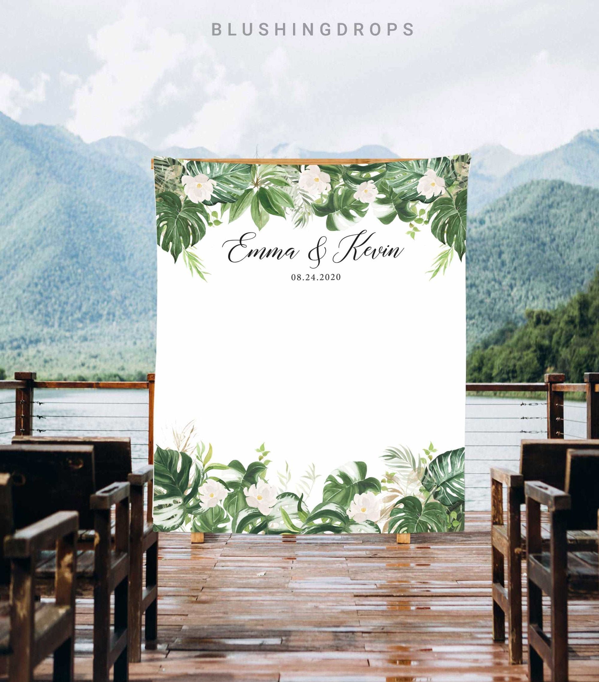 Summer Wedding Backdrop | Elegant Tropical Wedding Photo Backdrop ...