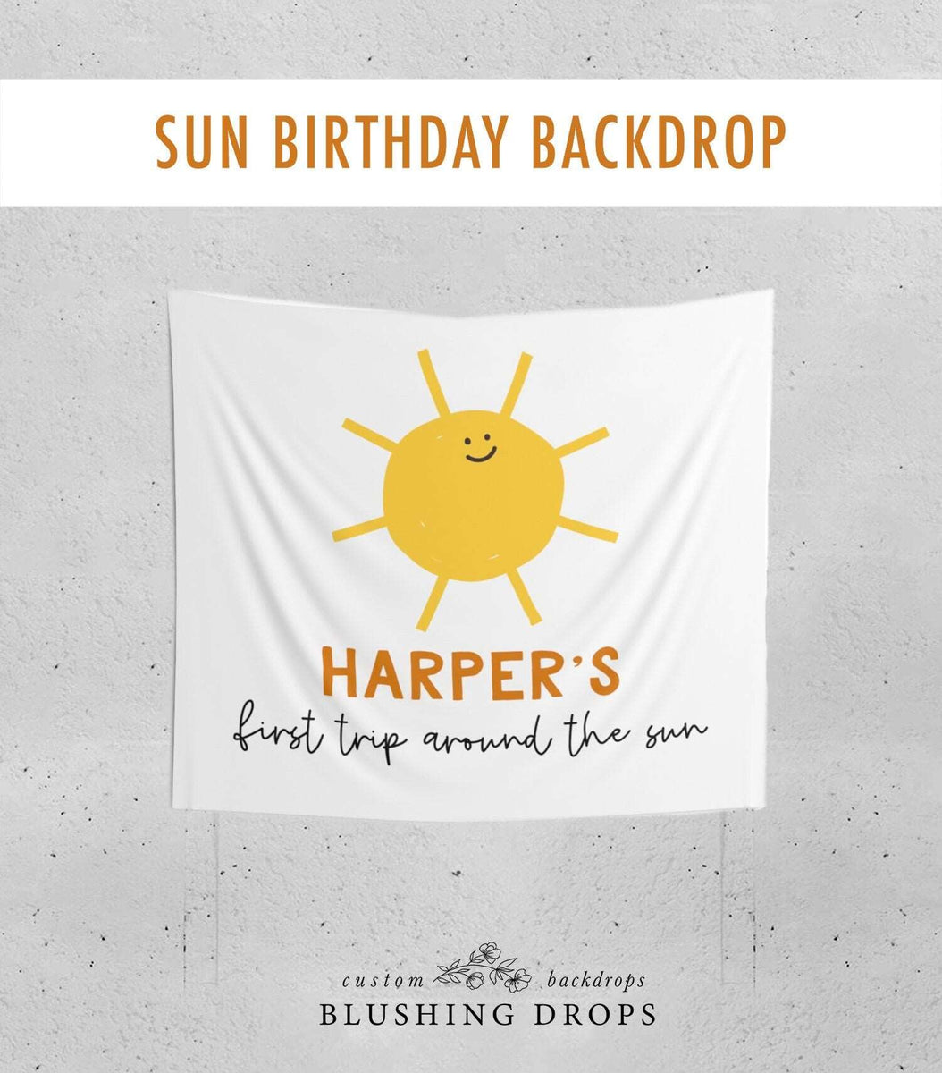 First Trip Around The Sun Little Sunshine Birthday Backdrop – Blushing ...