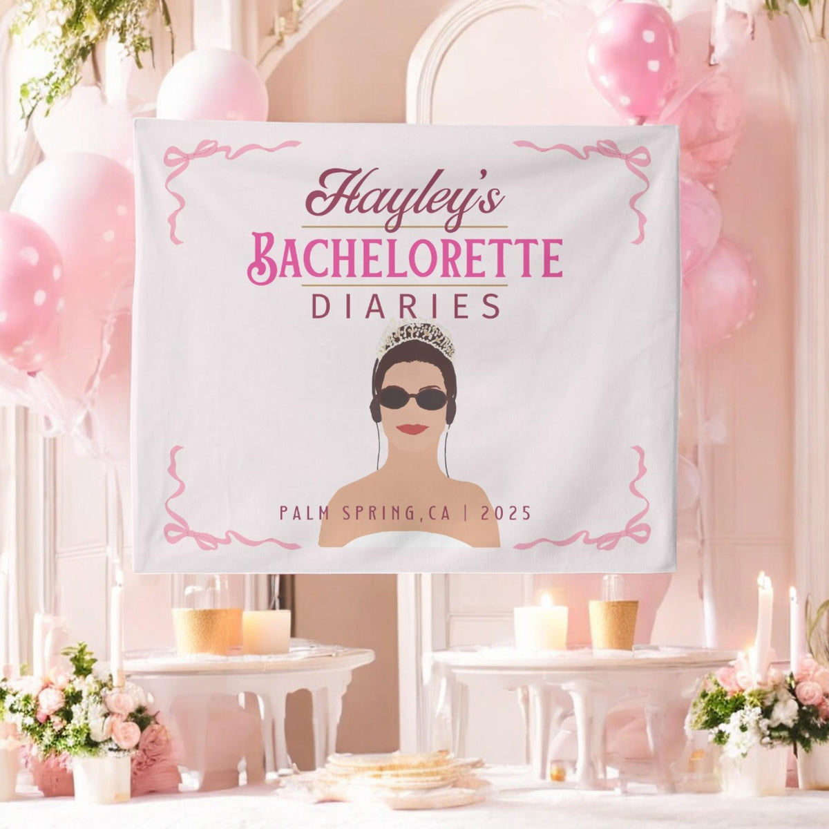 Princess Genovia Bachelorette Party Backdrop Banner Decor – Blushing Drops