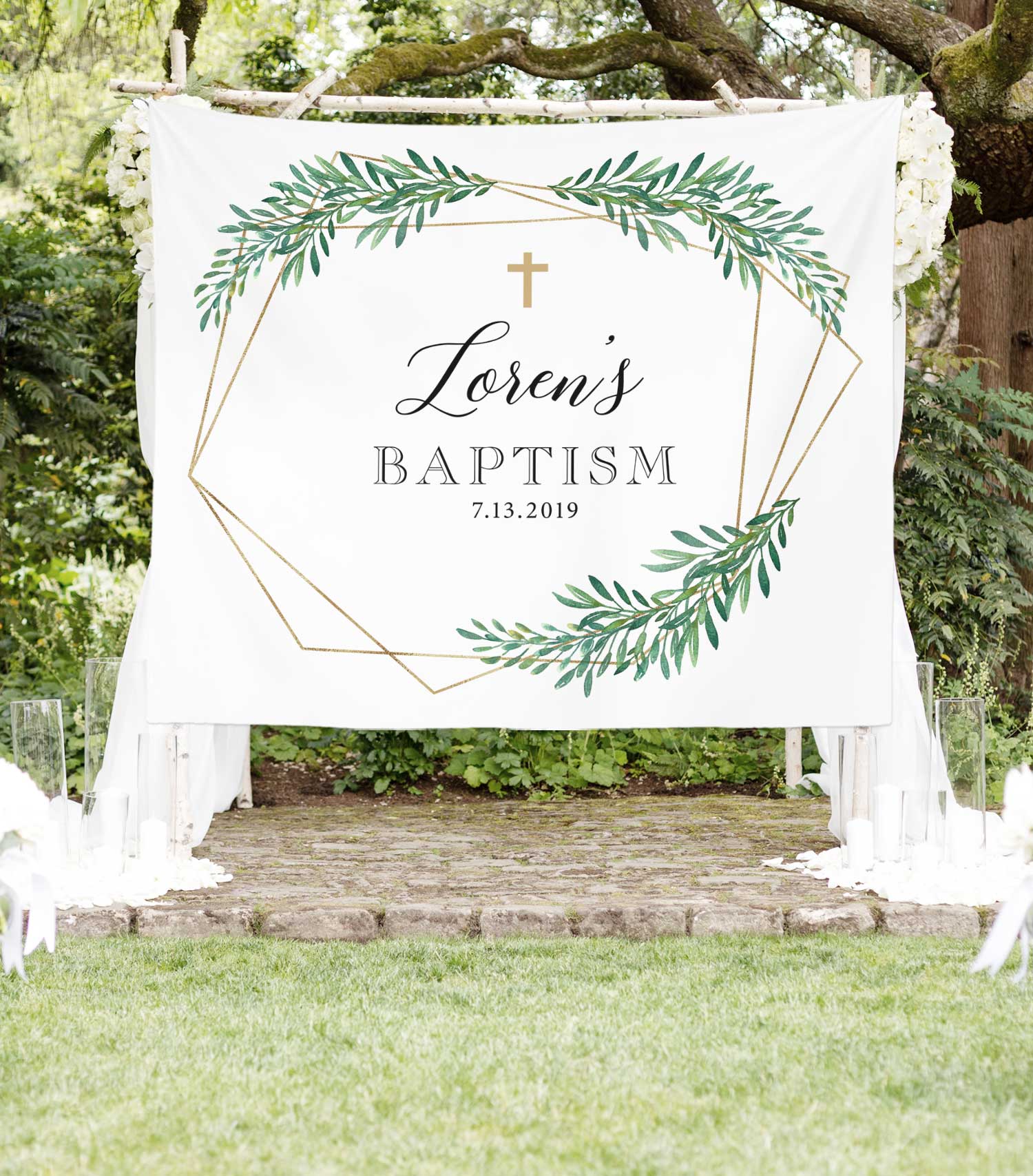 Personalized Baptism Backdrop, Christening Backdrops | Blushing Drops