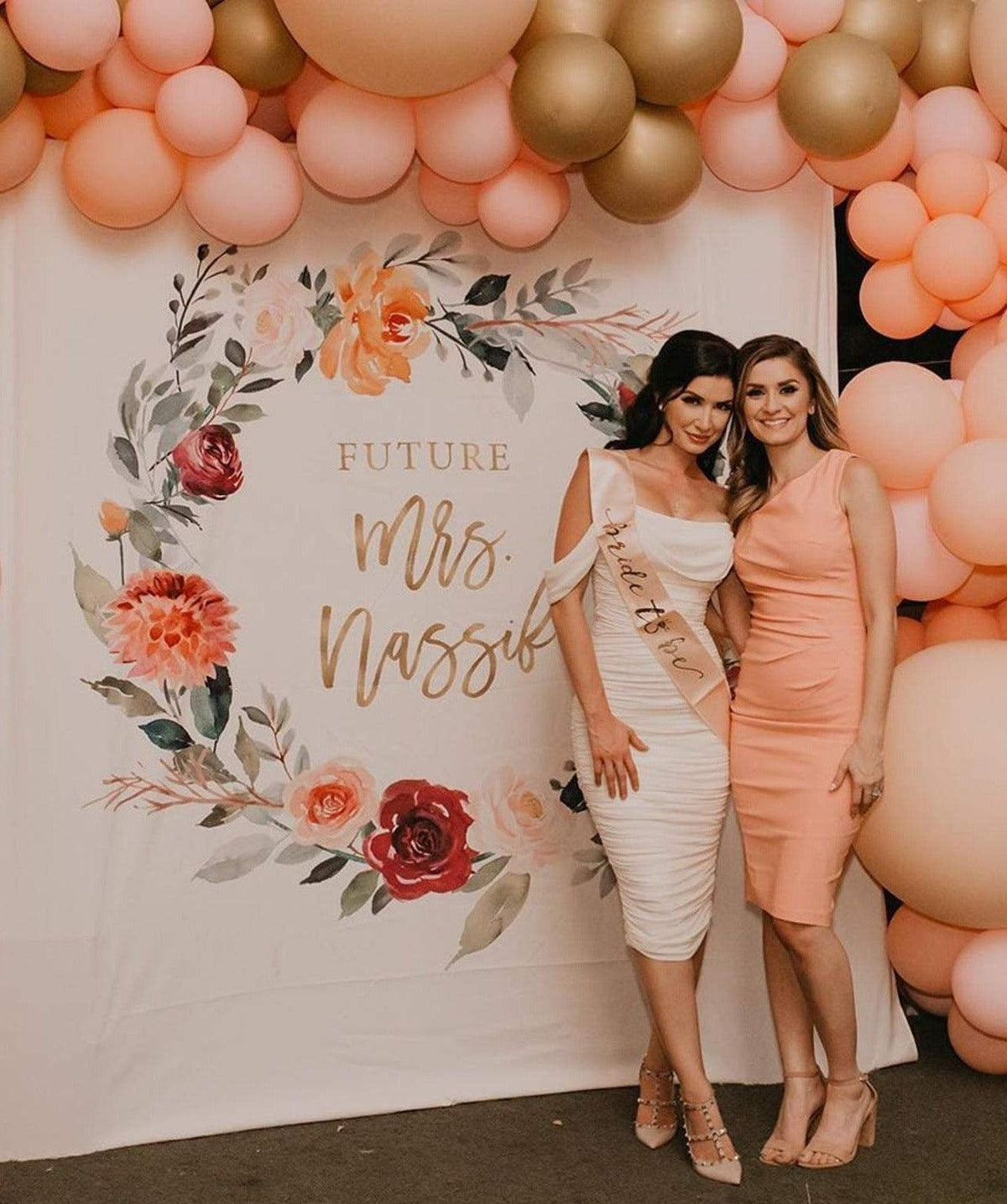 Boho Floral Bridal Shower Photo Backdrop | Future Mrs. Banner | Person ...