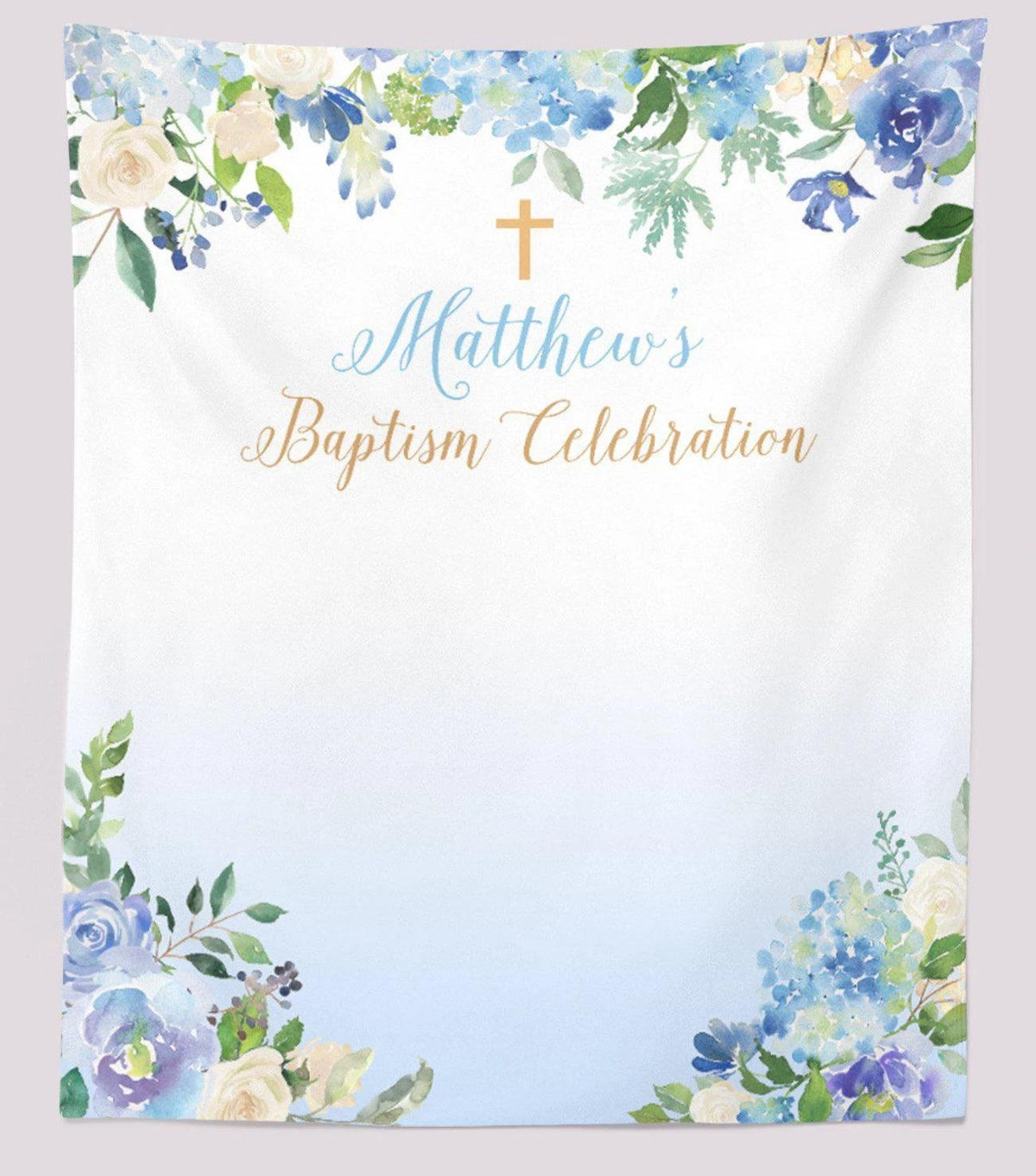 Blue Baptism Backdrop Baptism Decoration Ideas For Baby Boy – Blushing ...