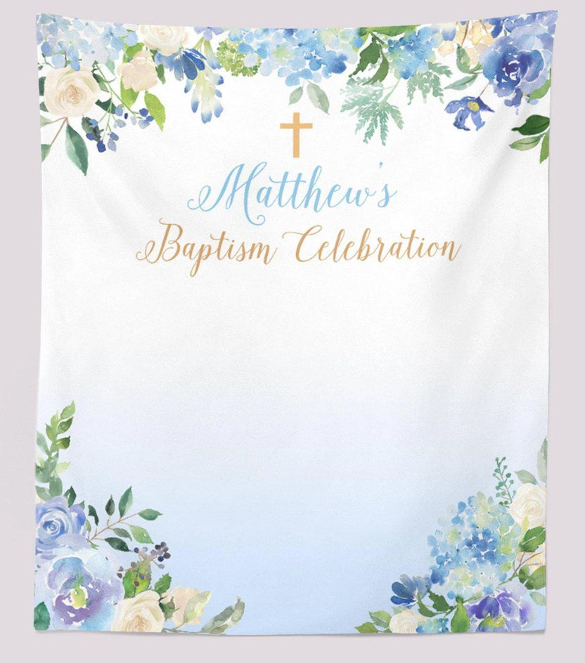 Blue Baptism Backdrop Baptism Decoration Ideas For Baby Boy | Personal ...