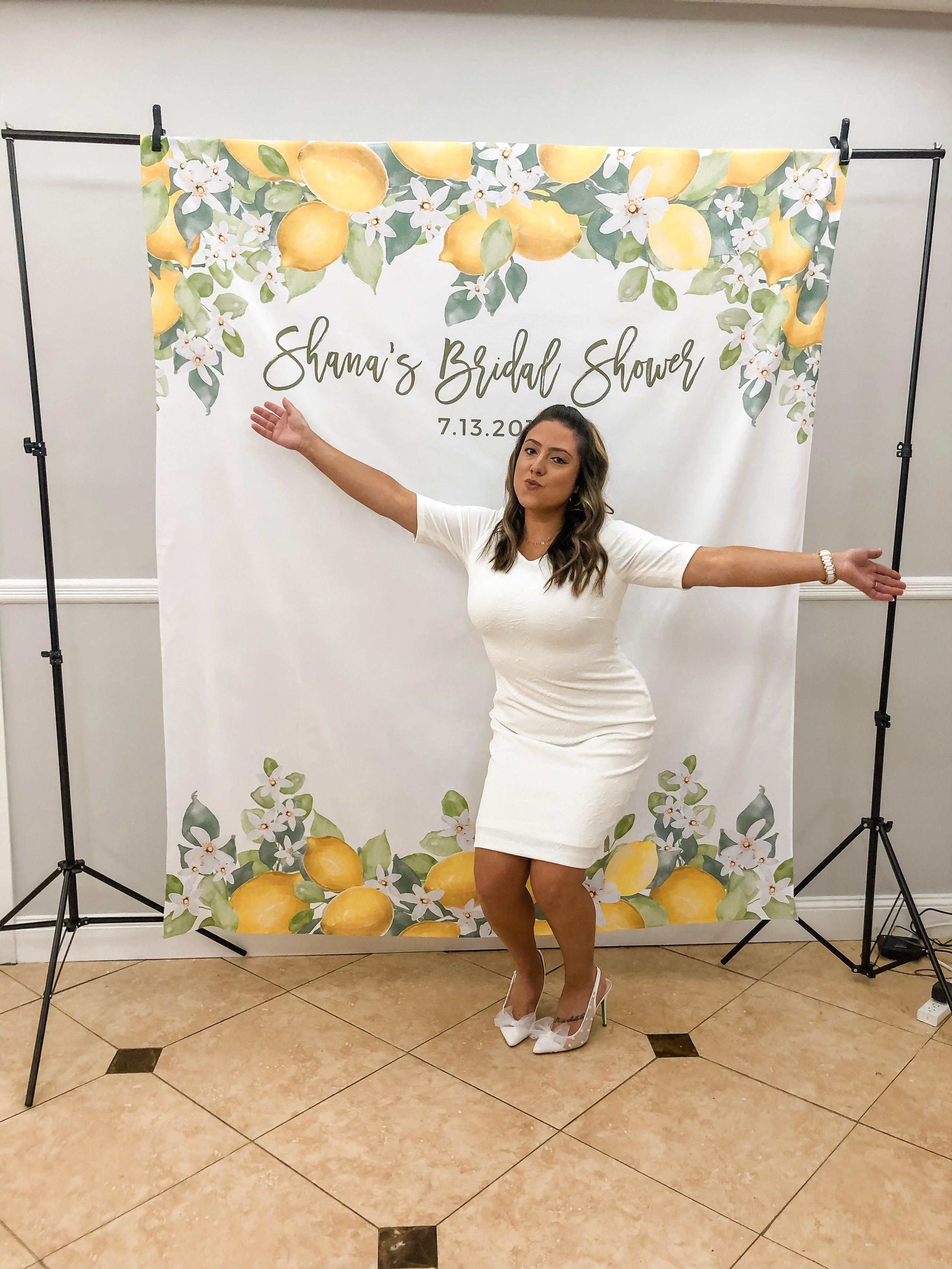 Lemon Theme Bridal Shower Photo Booth Backdrop | Personalized Backdrop ...